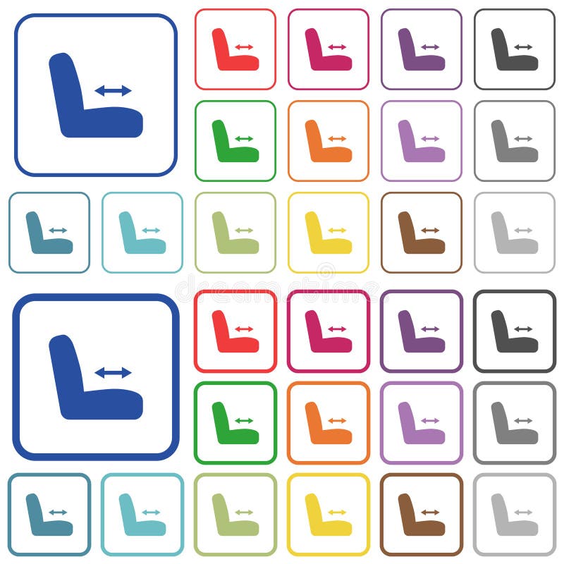 Car Seat Adjustment Outlined Flat Color Icons Stock Vector ...
