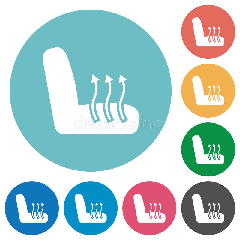 Car Seat Heating Flat Round Icons Stock Vector - Illustration of ...