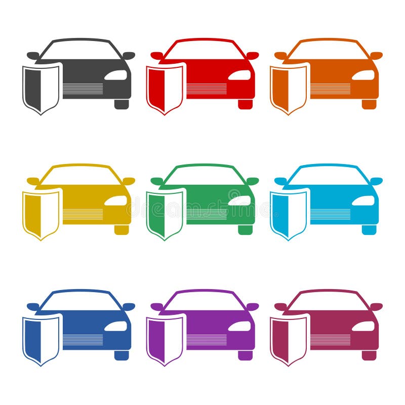 Car secure icon color set stock vector. Illustration of linear - 245966198