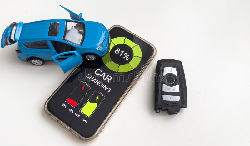 Car Security Concept - Key with Remote Alarm Control and Smartphone ...
