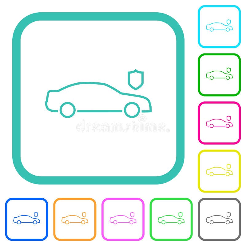 Car Security Outline Vivid Colored Flat Icons Stock Vector ...