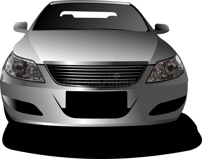 Front View of Silver Sedan Car Stock Illustration - Illustration of ...
