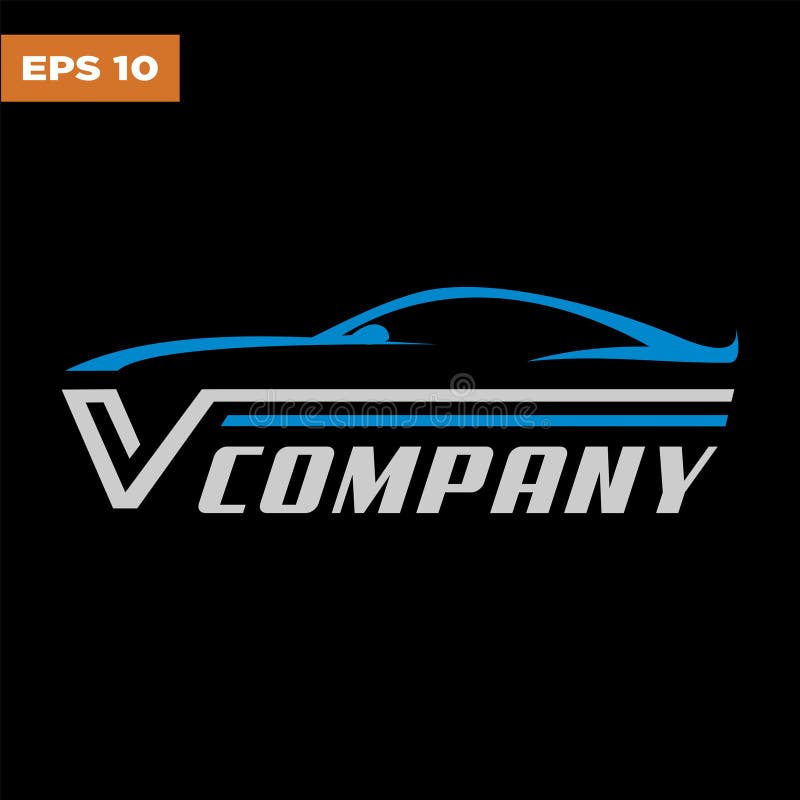 V Letter Logo with Car Silhouette is Used for Car Sales Stock Vector ...