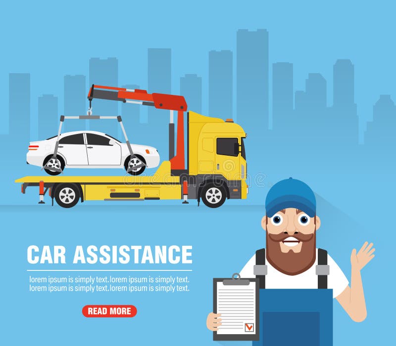 Car Service. Car Assistance Concept Design Flat Banner Stock Vector ...