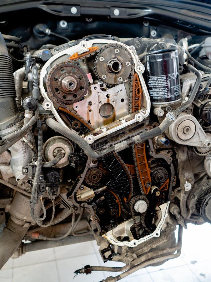 Car Service. Close-up on a Disassembled Engine. Stock Photo - Image of ...
