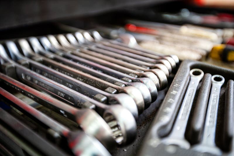 Car Service. Close-up Tools. Stock Photo - Image of spanner, hardware ...