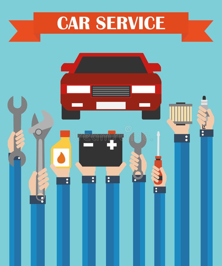 Car Service Concept Design Flat ,with Hands Stock Vector - Illustration ...