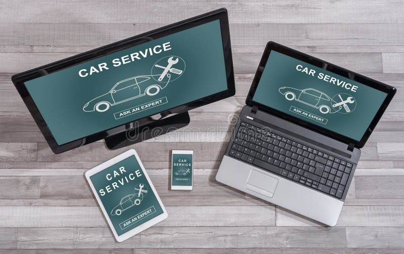 Car Service Concept on Different Devices Stock Image - Image of online ...