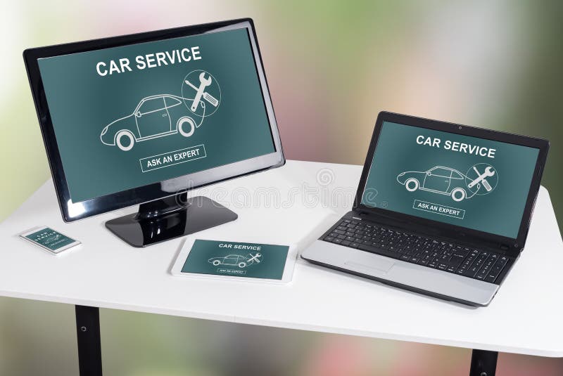 Car Service Concept on Different Devices Stock Photo - Image of multi ...