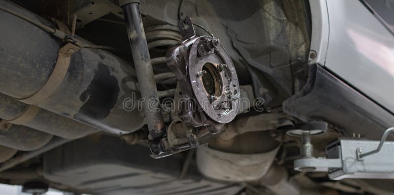 Car in Service. Detail of the Wheel Hub Assembly on Automobile Stock ...