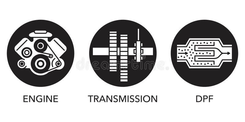 Car Service Flat Icons - DPF, Transmission, Engine Stock Illustration ...