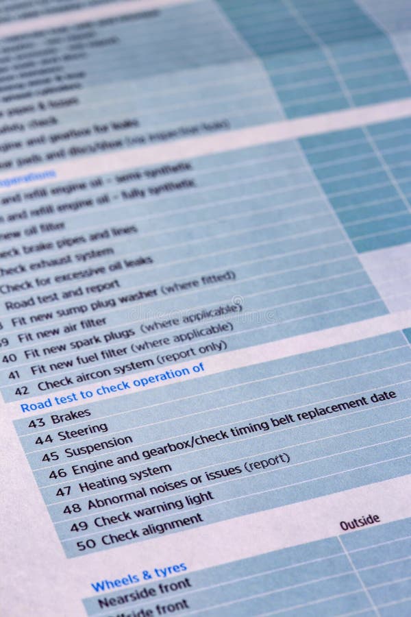 Car Service Garage Workshop Checklist Document Background Backdrop ...