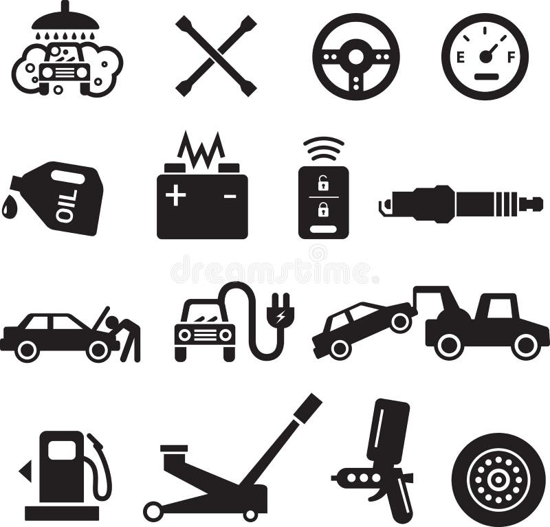 Set Icons of Auto, Car Parts, Repair and Service Stock Vector ...