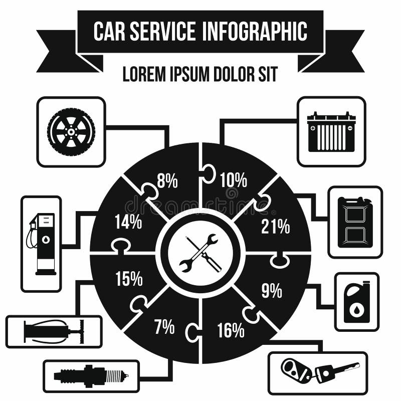 Car Service Infographic, Simple Style Stock Vector - Illustration of ...