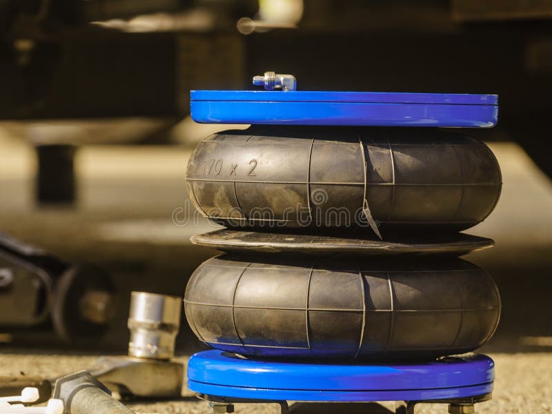 Car in Service. Installing Air Ride Suspension Stock Photo - Image of ...