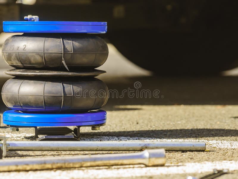 Car in Service. Installing Air Ride Suspension Stock Image - Image of ...