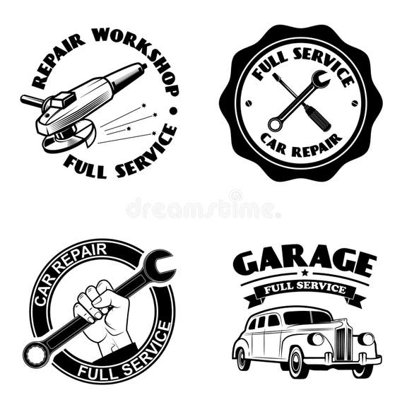 Car Service Labels.Set of Design Elements in Vector Stock Vector ...