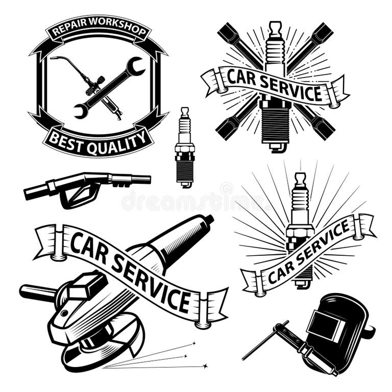 Car Service Labels.Set of Design Elements in Vector Stock Vector ...