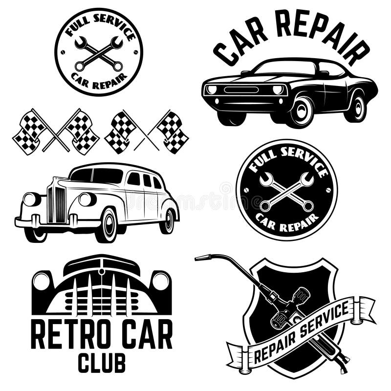 Car Service Labels. Set of Design Elements in Vector Stock Vector ...