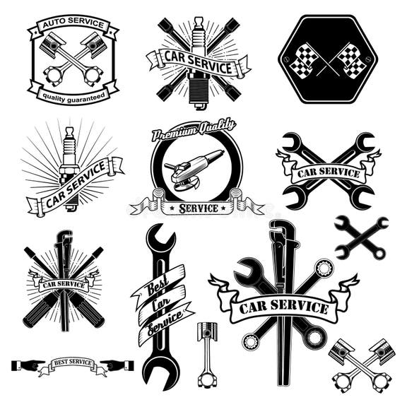 Car Service Labels.Set of Design Elements in Vector Stock Vector ...