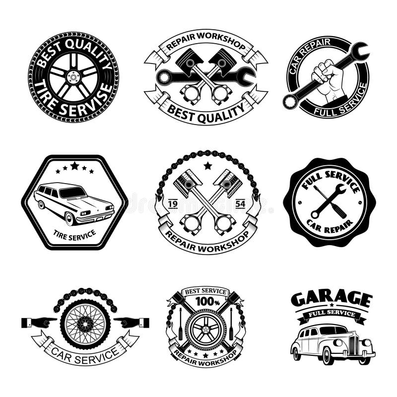 Car Service Labels.Set of Design Elements in Vector Stock Vector ...