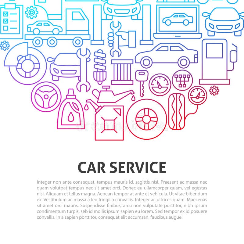 Line Car Service Package Labels Stock Vector - Illustration of gear ...
