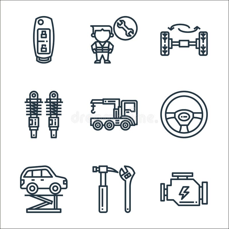 Engine Tools Set. Find Correct Shadow. Stock Vector - Illustration of ...