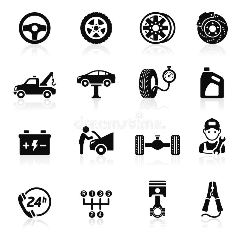 Big set car repair icons stock vector. Illustration of collection ...