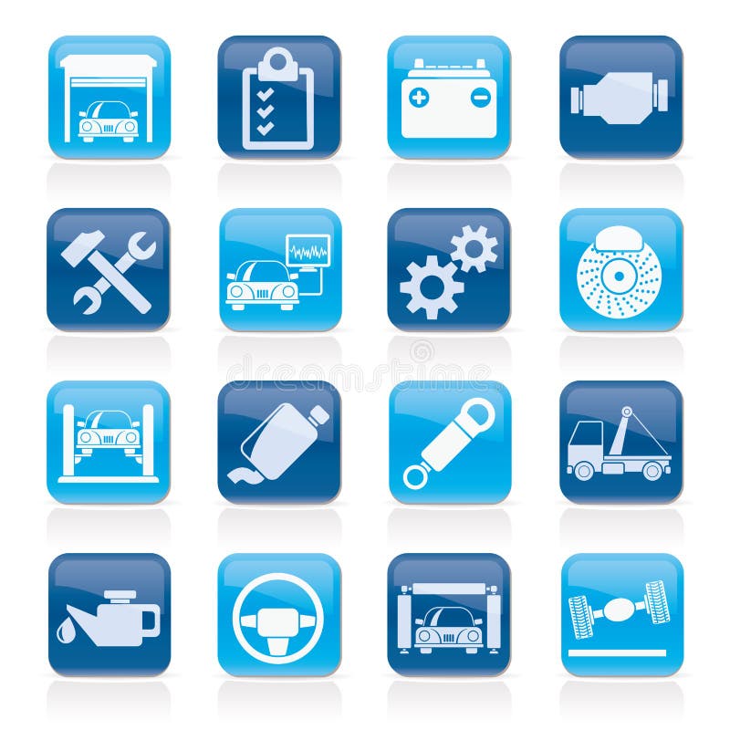 Car Service Maintenance Icons Stock Vector - Illustration of garage ...