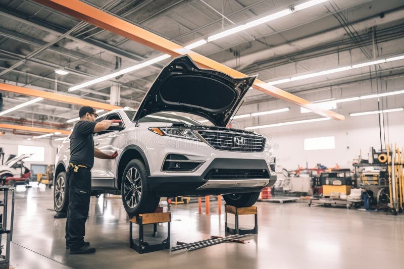 Computer Diagnostics of a Modern Car. Generative AI Stock Illustration ...