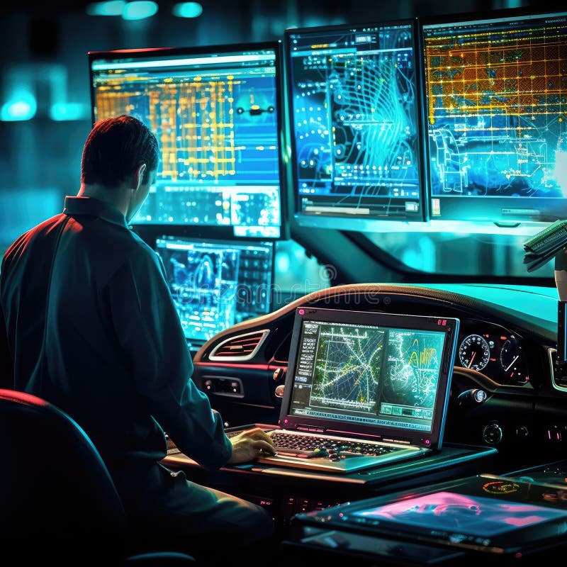 Computer Diagnostics of a Modern Car. Generative AI Stock Illustration ...