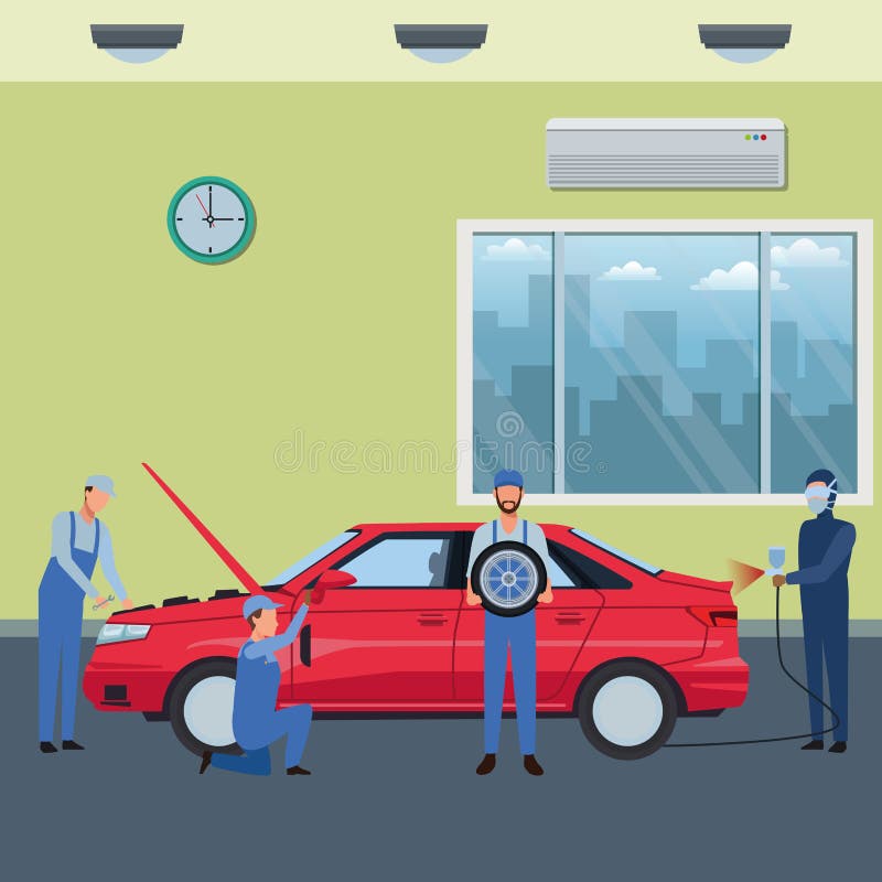 Car Service Manufacturing Cartoon Stock Vector - Illustration of repair ...