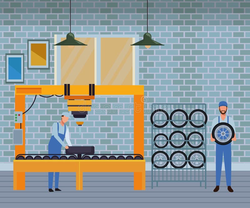 Car Service Manufacturing Cartoon Stock Vector - Illustration of ...