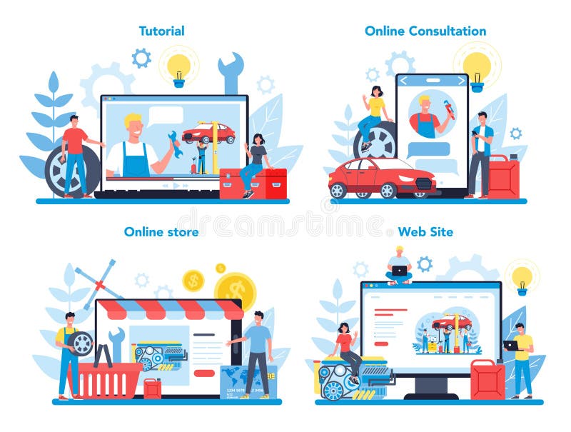 Car Service Online Service or Platform on Differernt Device Concept Set ...