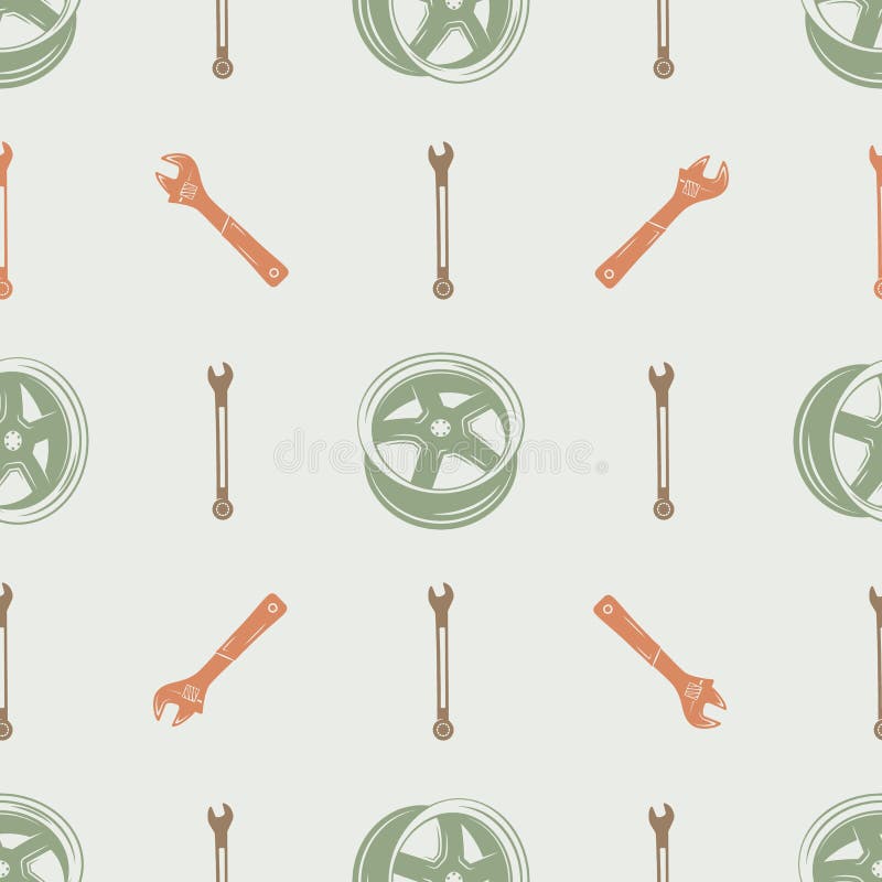 Car Service Pattern with Garage Symbols and Tools. Vector Design Stock ...
