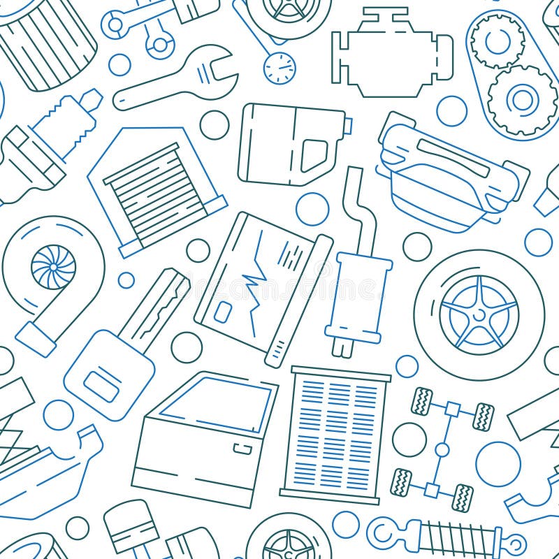 Seamless Car Parts Background Stock Illustrations – 272 Seamless Car ...