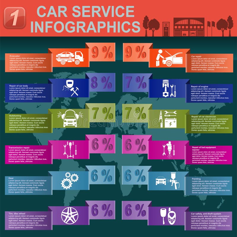 Car Service, Repair Infographics Stock Illustration - Illustration of ...