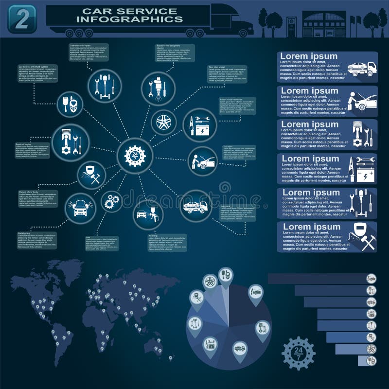 Car Service, Repair Infographics Stock Vector - Illustration of concept ...