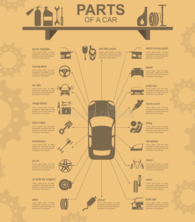 Car Service, Repair Infographics Stock Vector - Illustration of brake ...