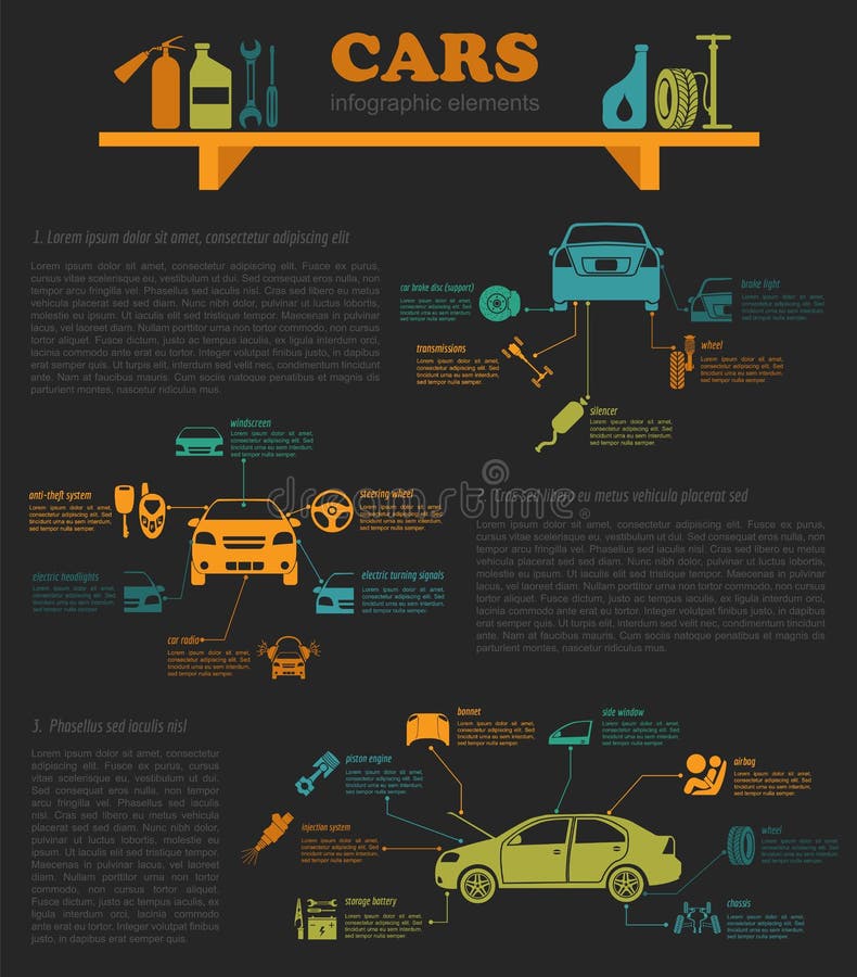 Car Service, Repair Infographics Stock Vector - Illustration of ...