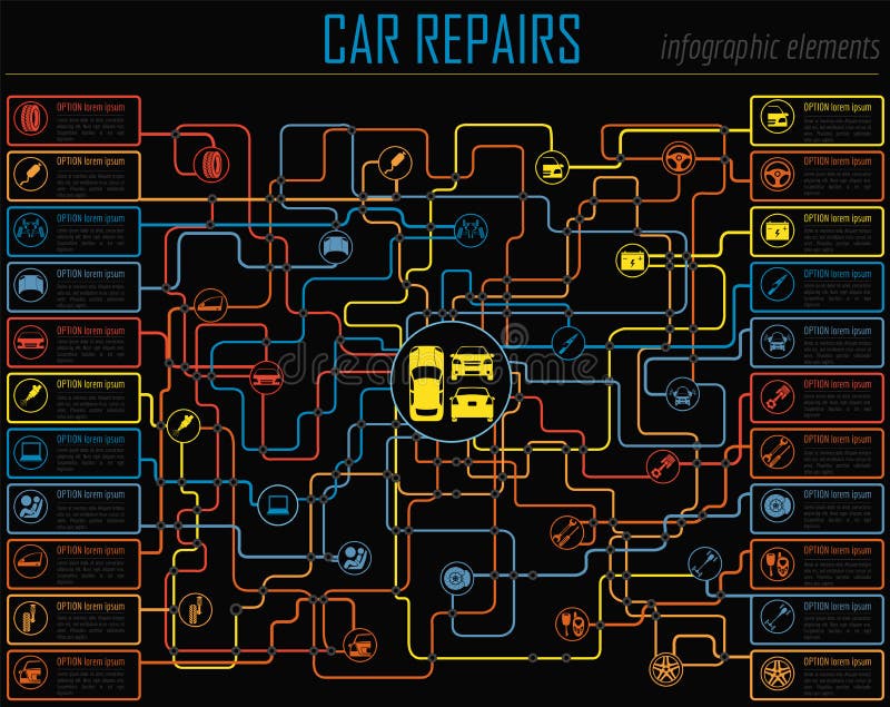 Car Service, Repair Infographics Stock Vector - Illustration of design ...