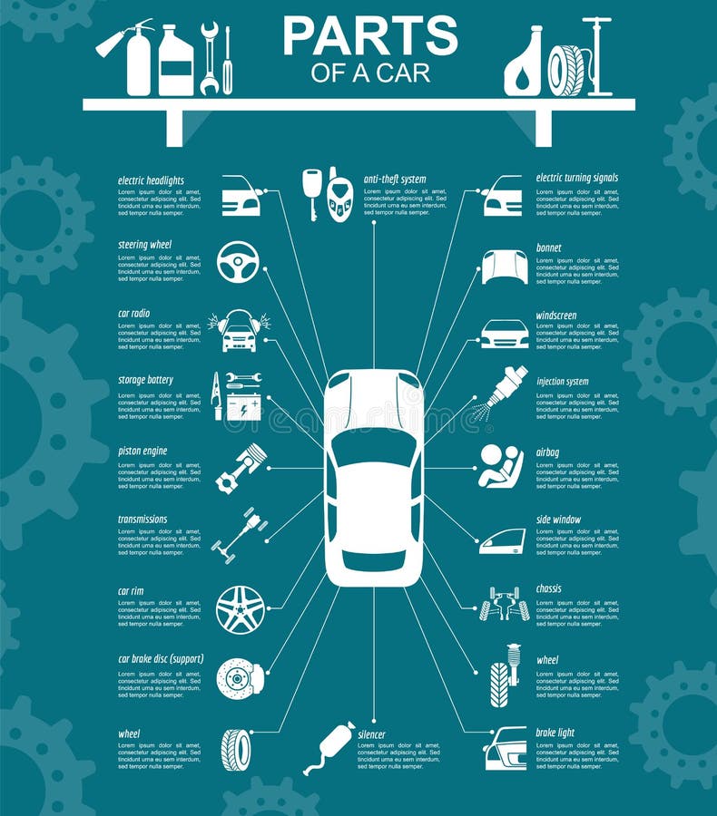 Car Service, Repair Infographics Stock Vector - Illustration of battery ...