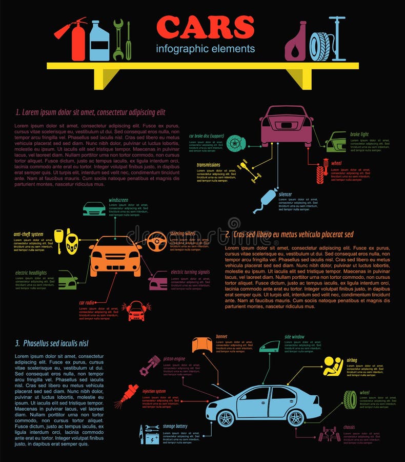 Car Service, Repair Infographics Stock Vector - Illustration of design ...