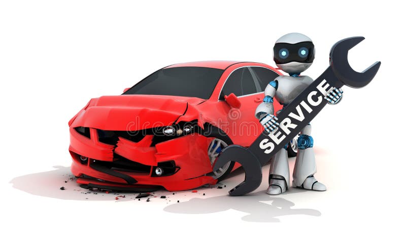 Car and service robot stock illustration. Illustration of breakdown ...