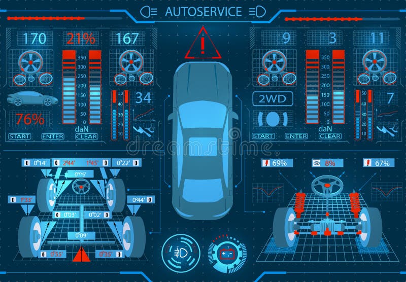 Car Service. Diagnostic Stand Wheel Alignment. Car Digital Car ...