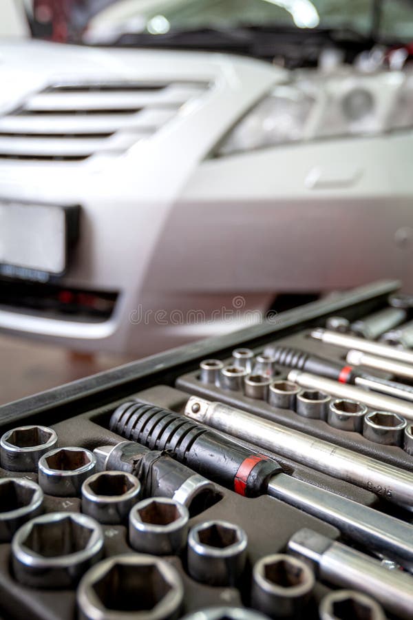 Car Service. a Set of Close-up Tools Stock Image - Image of toolbox ...