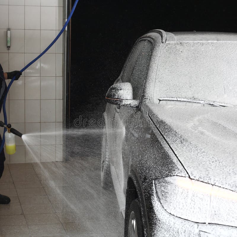 Car Service. Washing of a Car High Pressure Stock Image - Image of ...