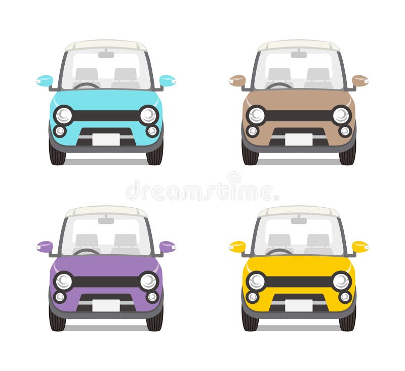 Car Set Four Colors -Front View Stock Vector - Illustration of ...