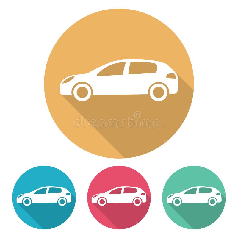 Set of Four Flat Style Cars in Multi Colored Circles Stock Vector ...