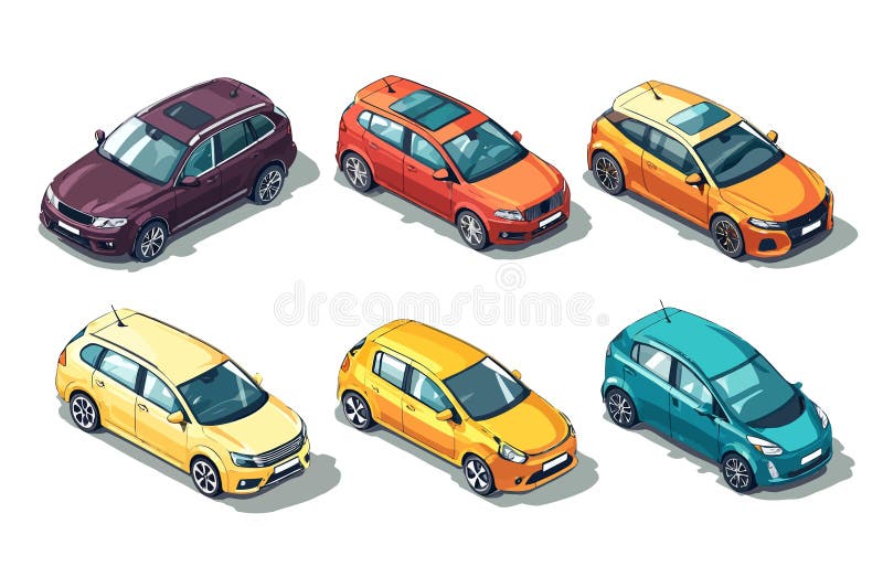 Car Set Isometric Collection Isolated Stock Vector - Illustration of ...